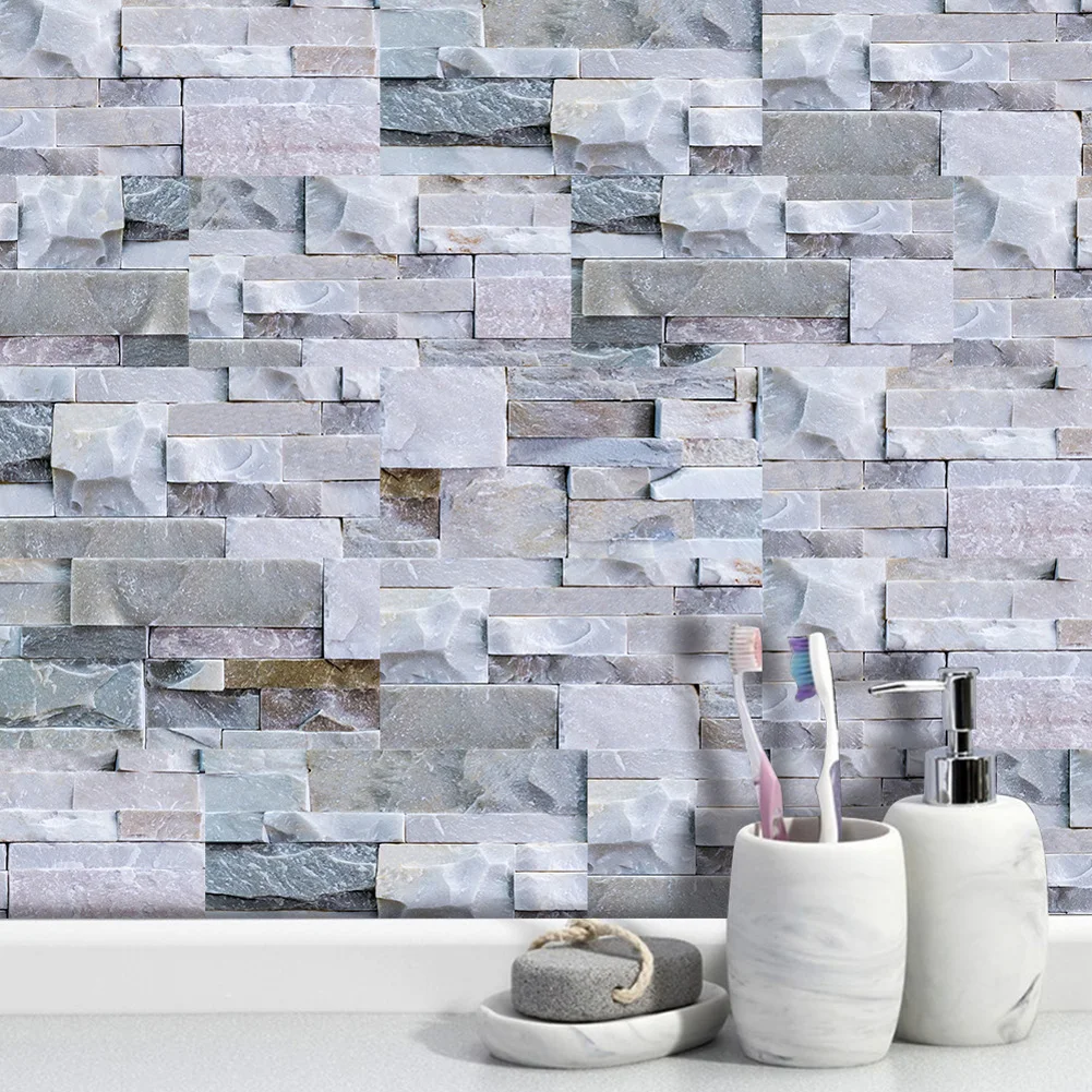9PCS-Mosaic-Wall-Sticker-Imitation-Stone-Brick-Self-adhesive-Bathoom ...