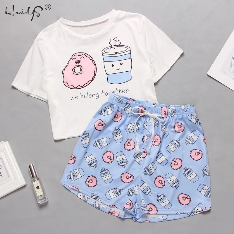 Women-s-Sleepwear-Cute-Cartoon-Print-Short-Set-Pajamas-for-Women-Pajama ...