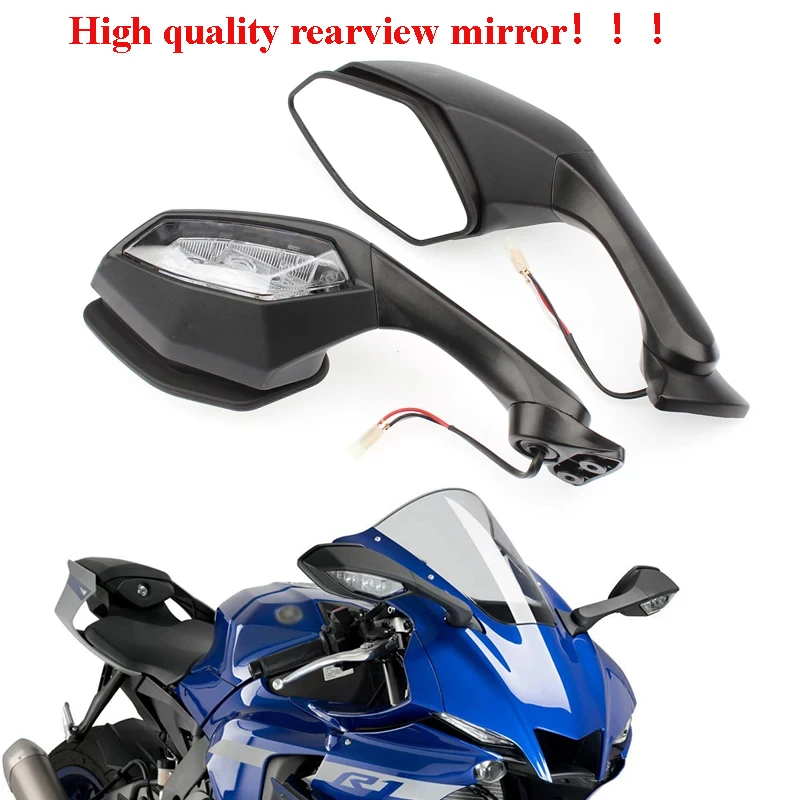 YZF-R1-R6-Black-L-R-Motorcycle-Rear-View-Mirrors-With-Turn-Signals-For ...