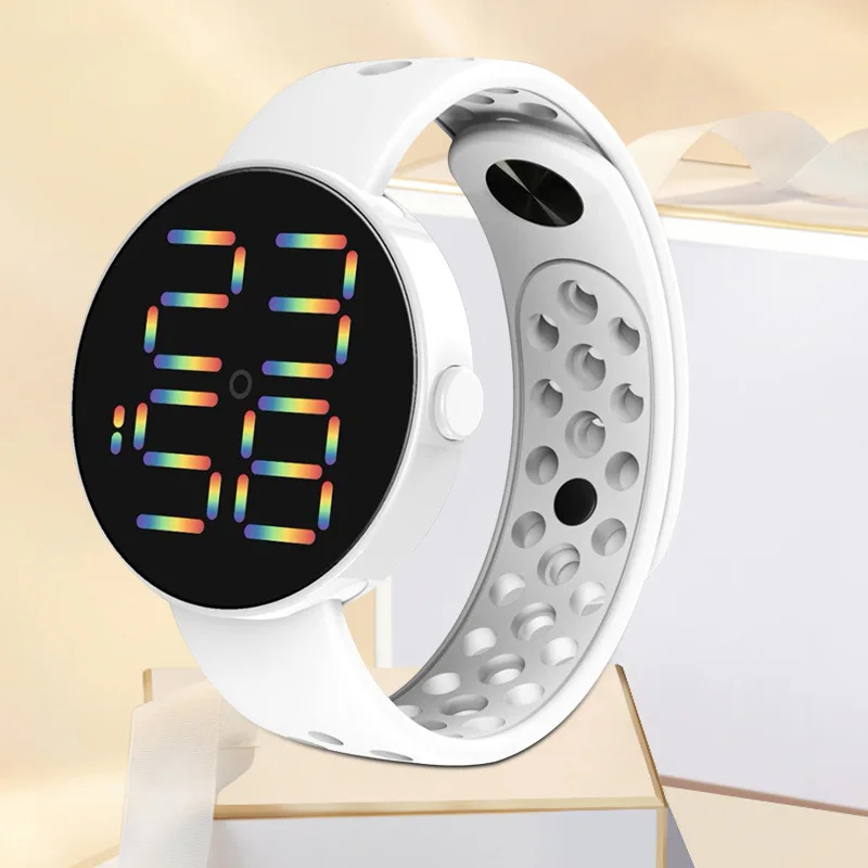 New-LED-Electronic-Watch-Rainbow-Button-Waterproof-Digital-Sports ...