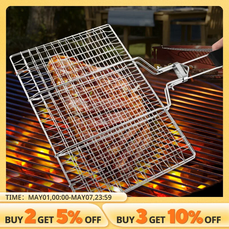 304-Stainless-Steel-BBQ-Mesh-Non-Stick-Grilling-Basket-Grill-Mesh-Mat-Meat-Vegetable-Steak ...
