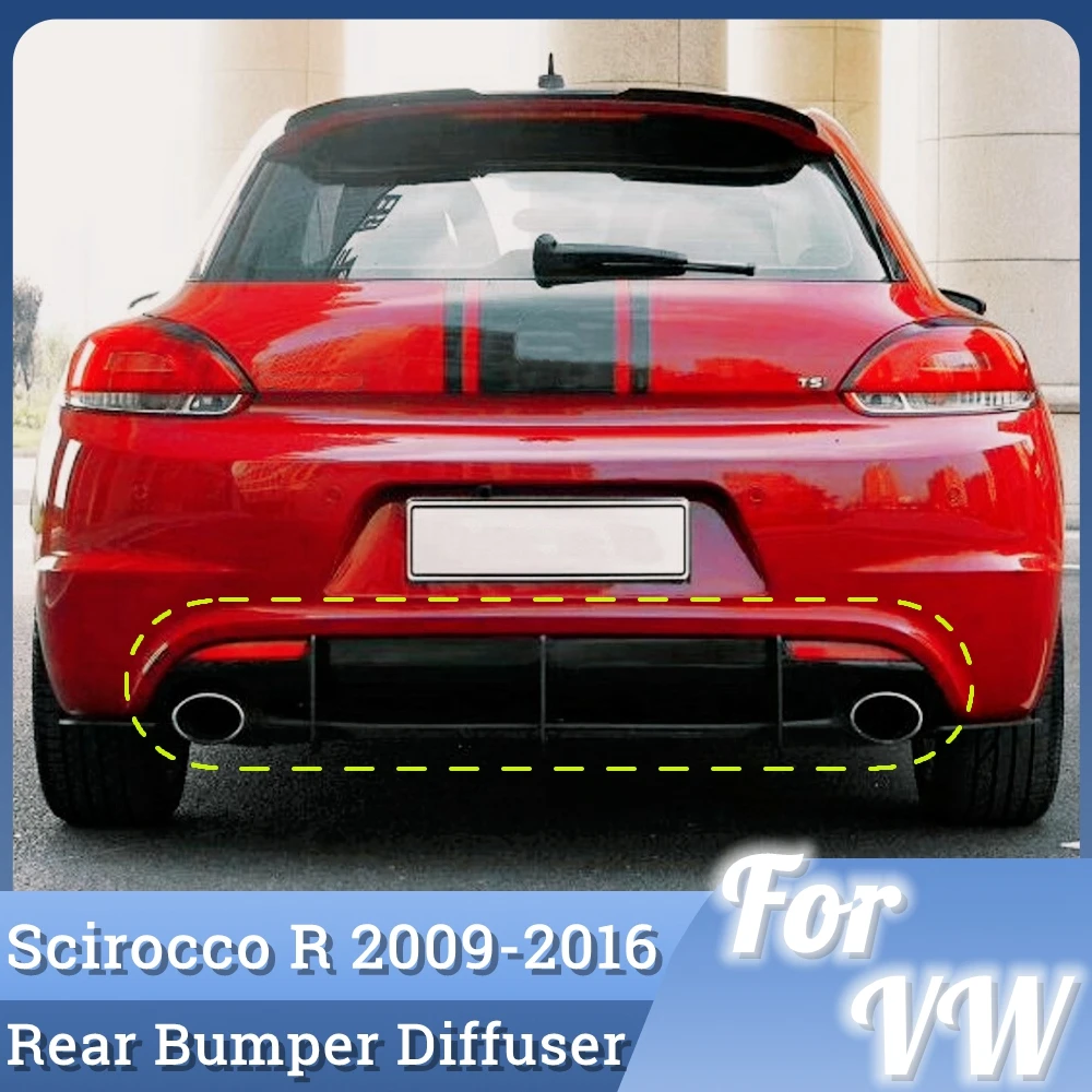 For-Volkswagen-VW-Scirocco-R-2009-2016-Black-Rear-Bumper-Diffuser ...