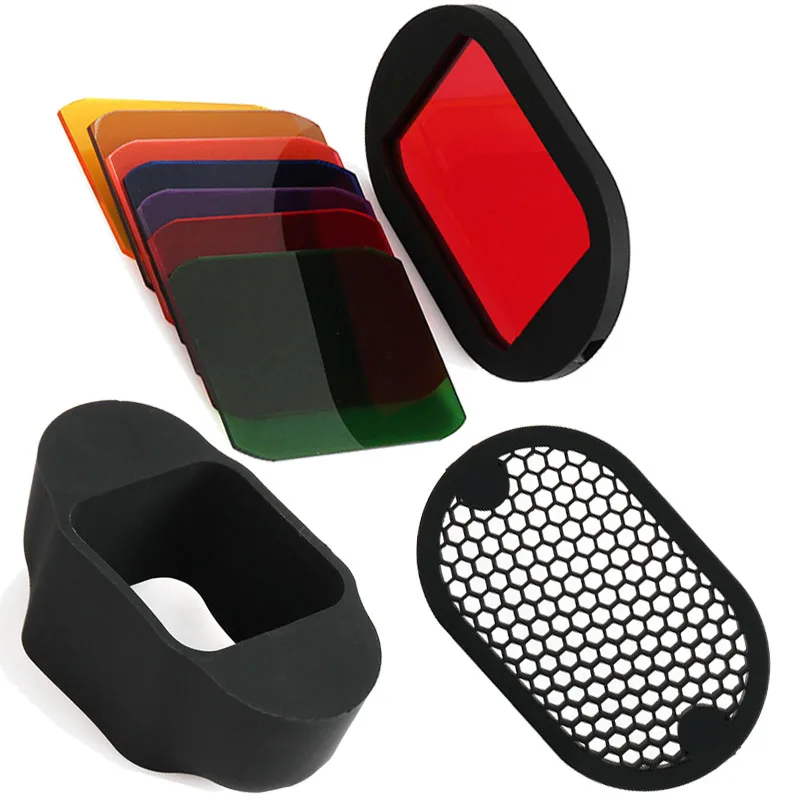 Flash-Speedlight-Honeycomb-Grid-kit-with-Magnetic-Gel-Band-9Pcs-filters ...