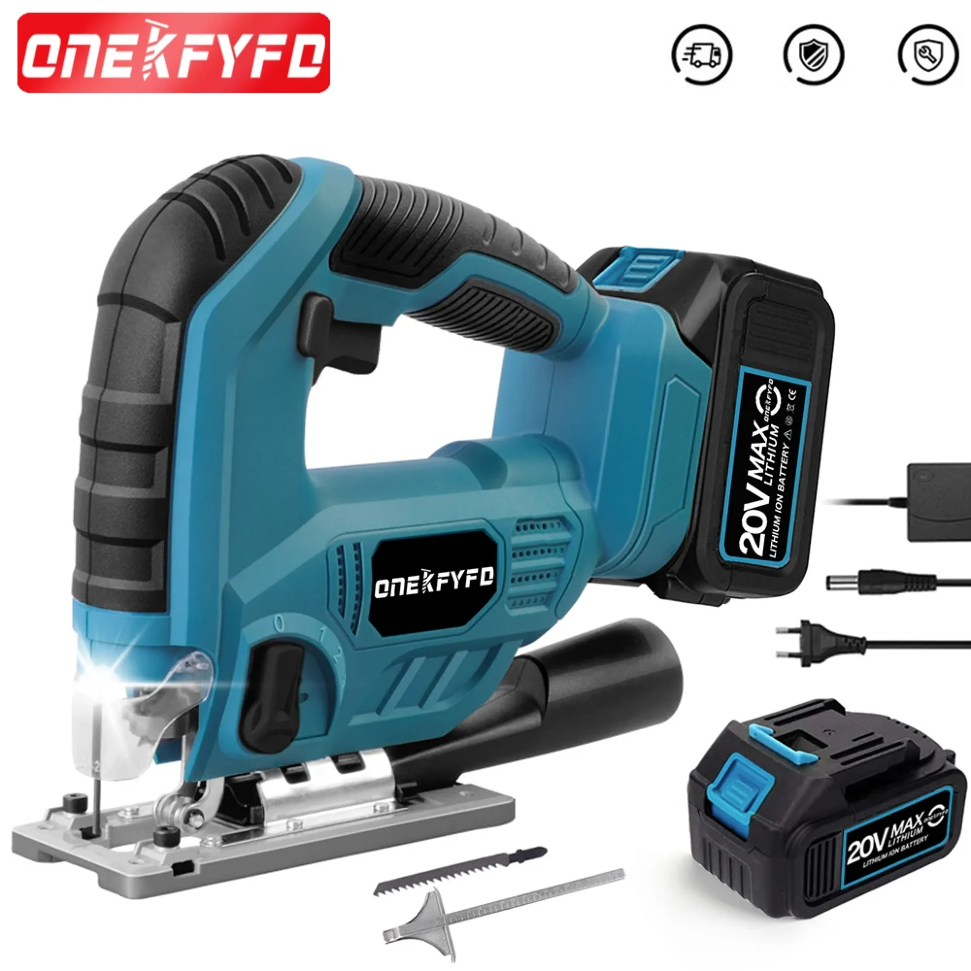 Cordless Jigsaw Variable Speed Electric Saw Multi-Function Woodworking ...