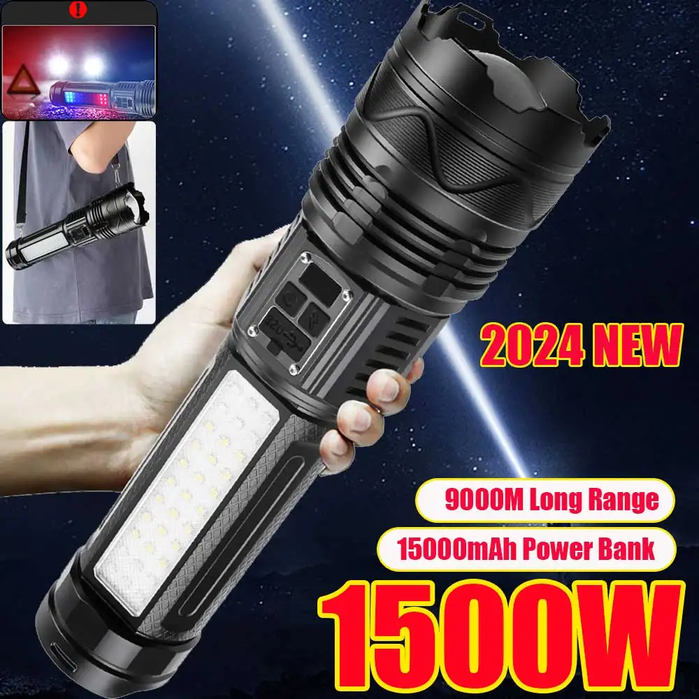 15000MAH-1000000LM-Rechargeable-Led-Flashlight-Power-Bank-Function ...