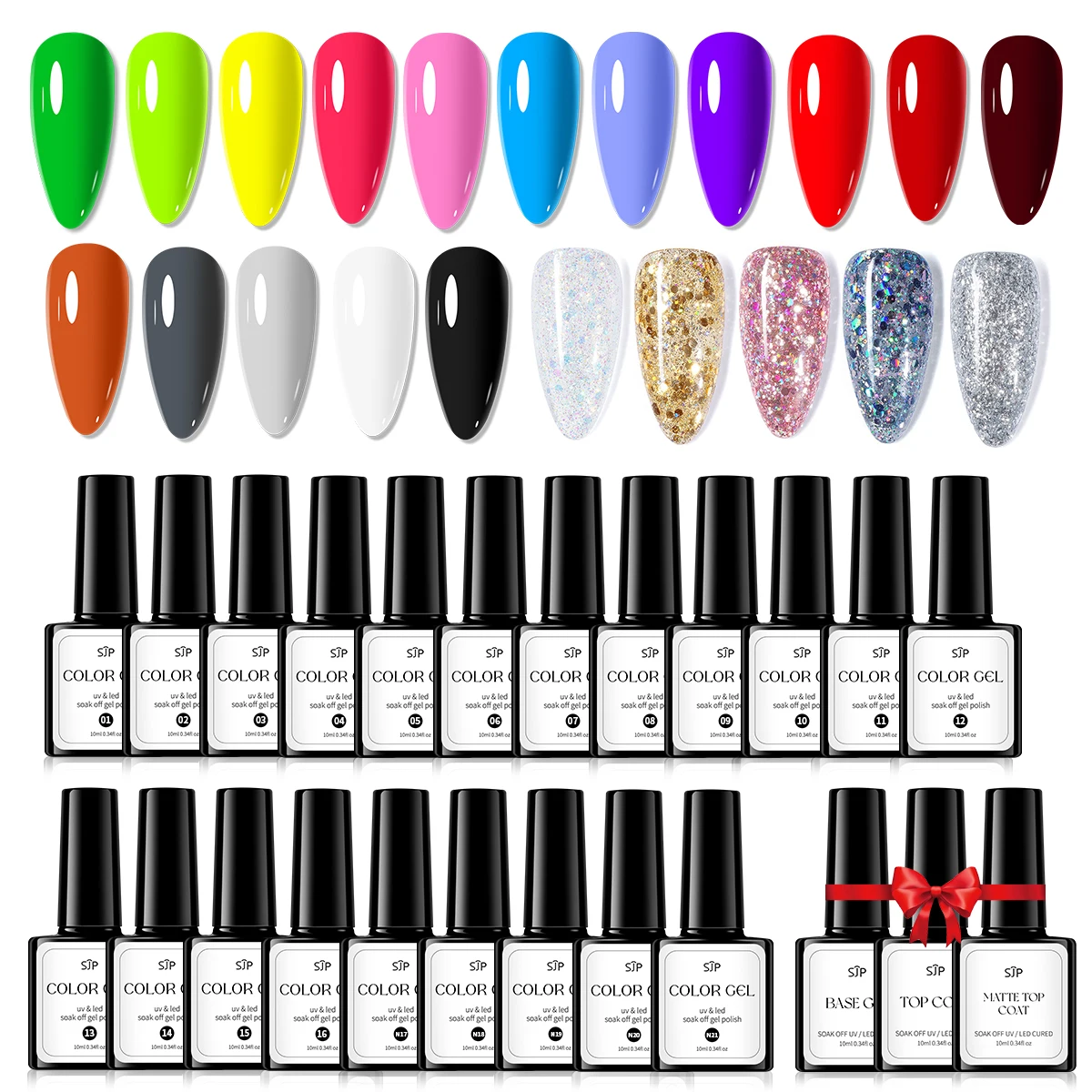 24pcs-nail-Polish-Gel-Color-Kit-Gel-Nail-Polish-Set-21-Colors-With-Base ...