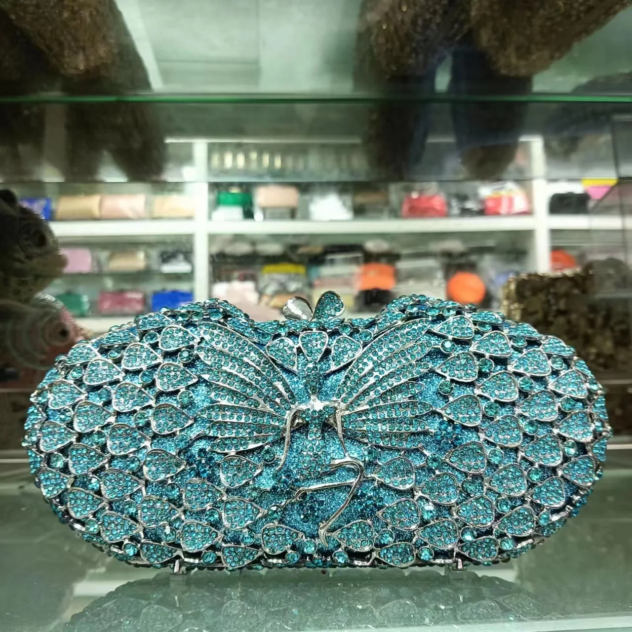 Women Light Blue Crystal Evening Bags Ladies Diamond Party Handbag ...