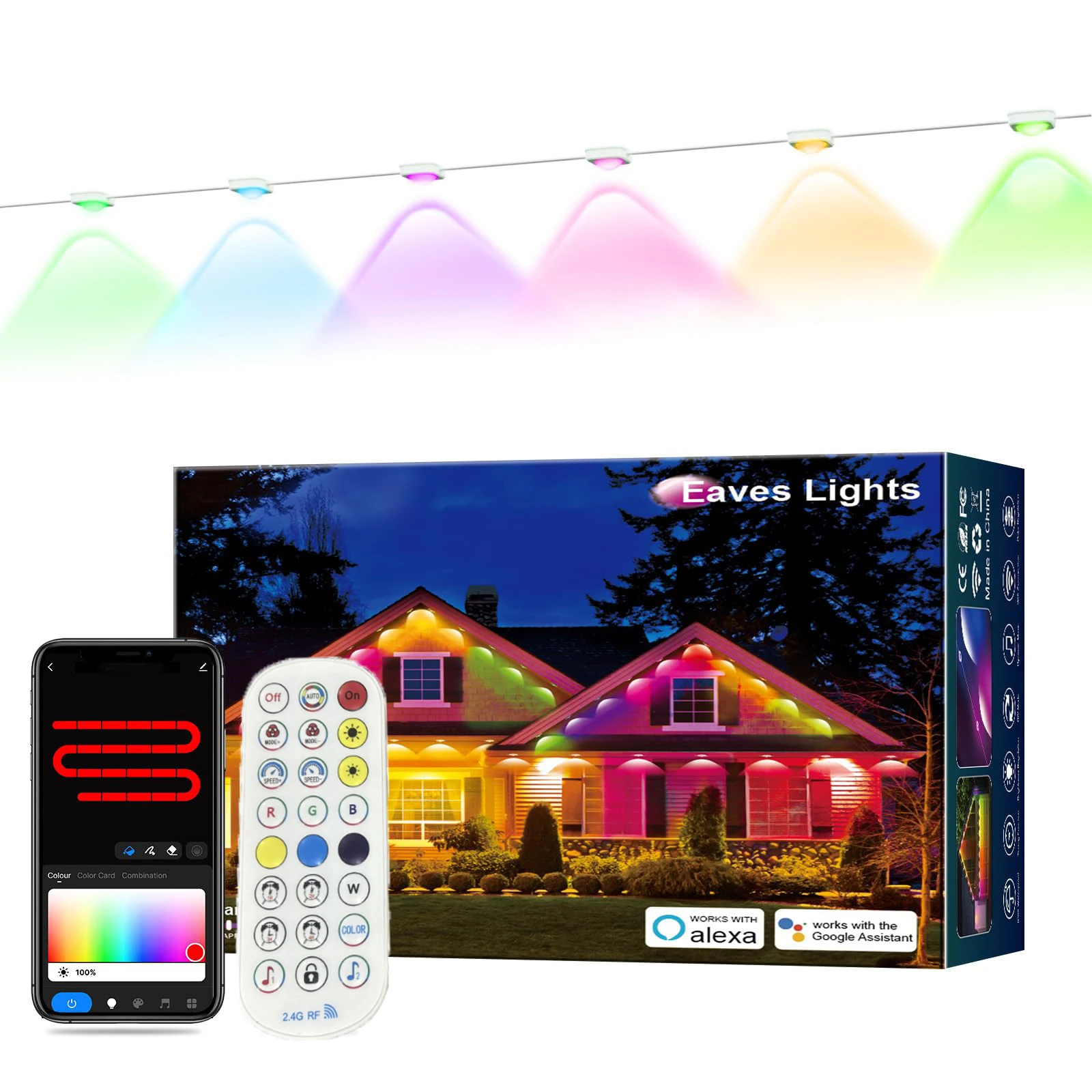 RGB-Eaves-LED-Lights-String-Bluetooth-Multicolor-Imperme-vel-Faixa-de ...