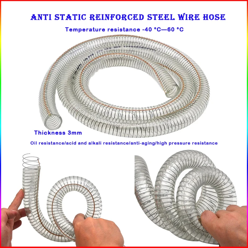 PVC-Transparent-Steel-Wire-Reinforced-Hose-Electrostatic-Prevention ...