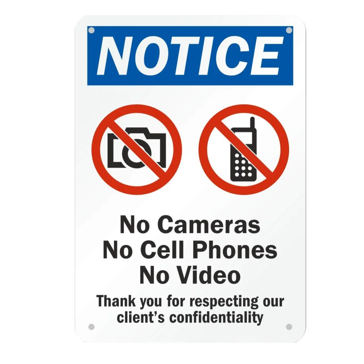Warning-Metal-Sign-Notice-No-Cameras-No-Cell-Phones-No-Video-Tin-Sign ...