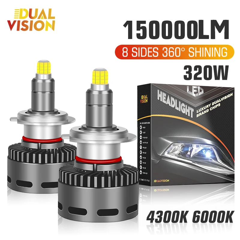 H7-LED-360-H11-Canbus-H1-Car-Headlight-Bulbs-150000LM-320W-HB3-HB4-9005 ...