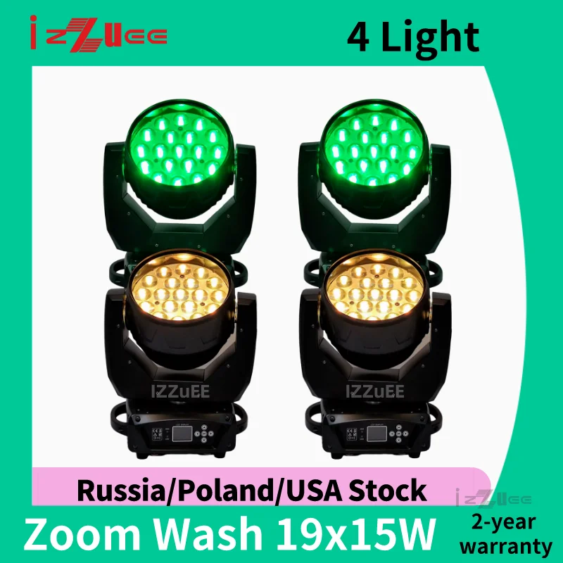 0 Duty 4pcs Clay Paky Zoom 19x15w Rgbw Led Bee Eye Moving Head Light ...