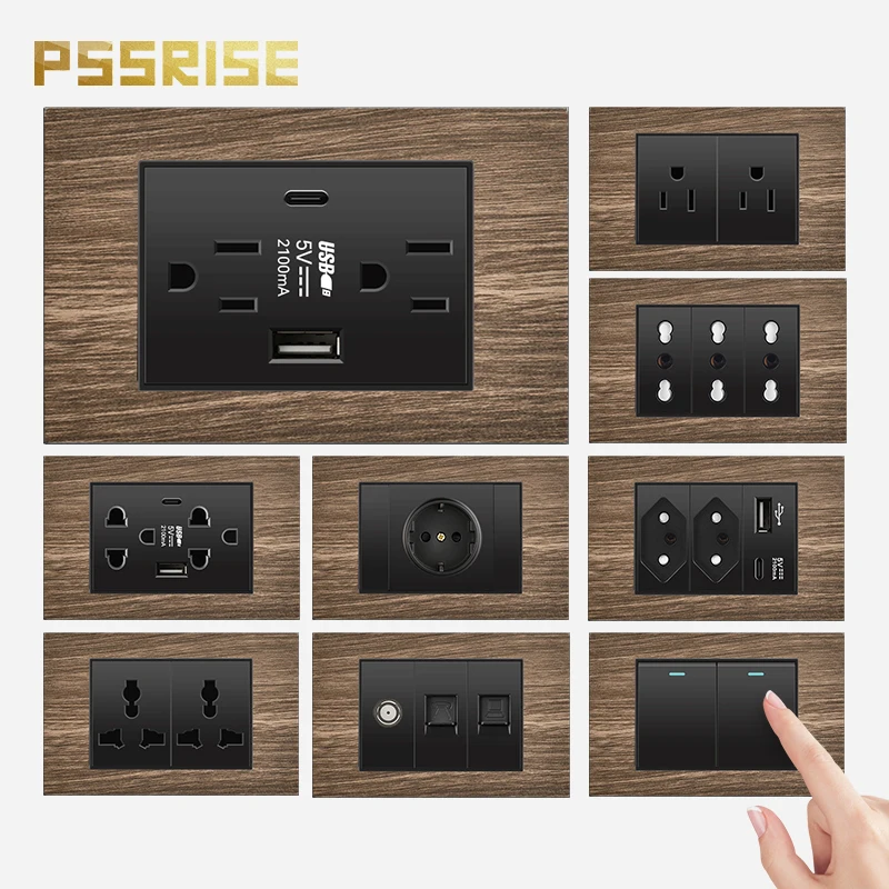 Pssrise 118 Brazil Eu Thai Us Wall Power Socket With 5v 2.1a Usb Type-c ...