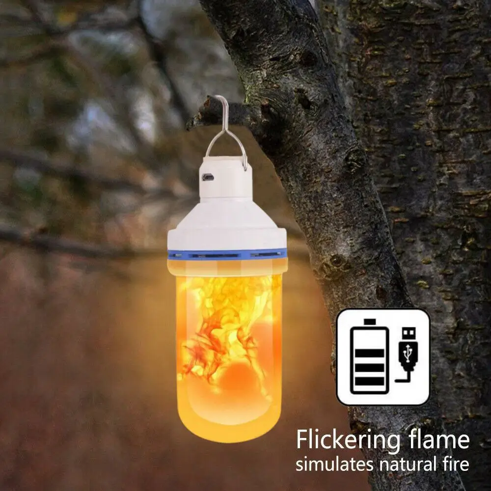 USB Rechargeable LED Flame-Effect Simulated Nature Fire Light Bulb ...