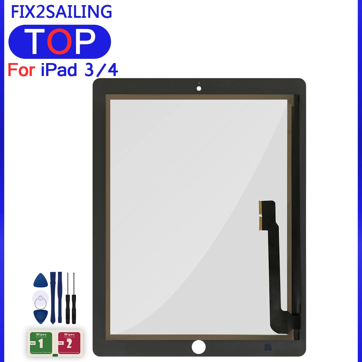 Pantalla táctil para iPad 3, 4, iPad 3, iPad 4, A1416, A1430, A1403, A1458, A1459, A1460, Panel ...