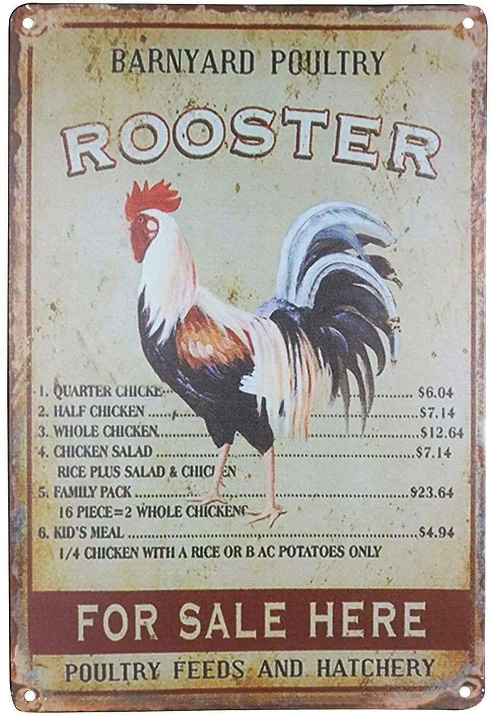 Barnyard Poultry Rooster Feed and Seed Farming Aluminum Metal Sign ...