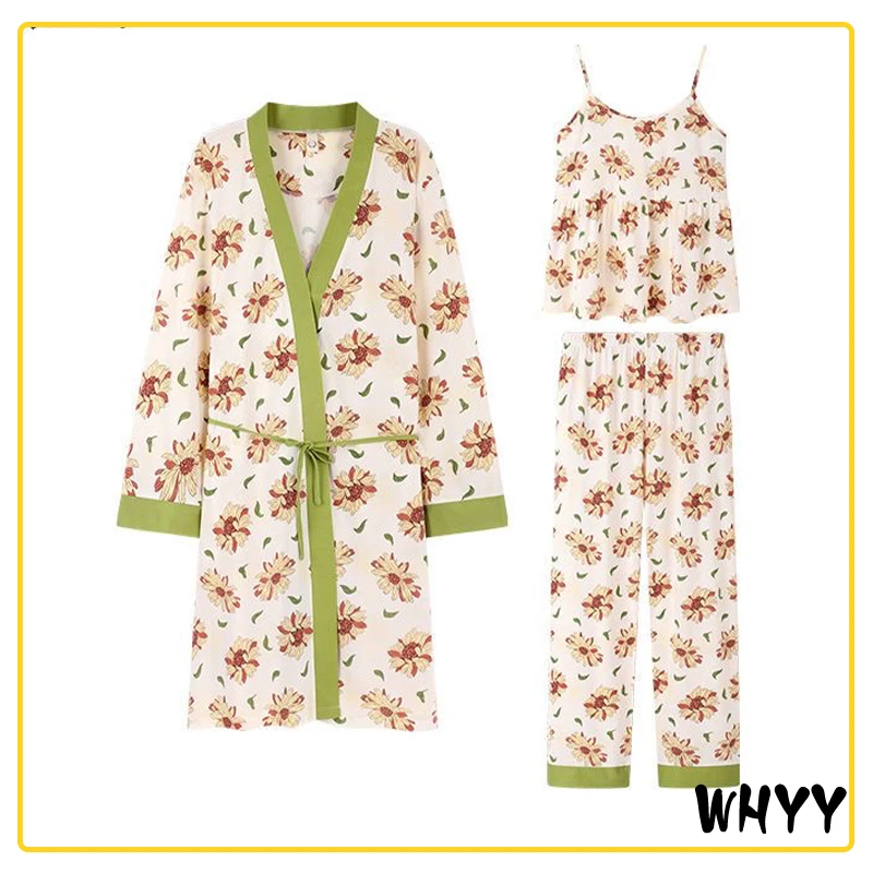 New-Three-Pieces-Suit-Sleepwear-2022-Autumn-Winter-Home-Clothes-Long ...