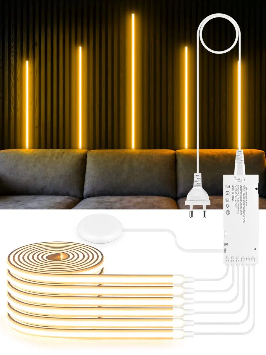 24V COB LED Strip Neon Light with Hidden Touch Swtich No Need Hole ...