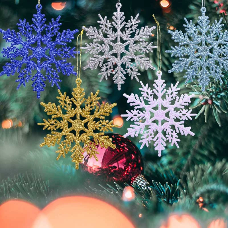 6-12pcs-Christmas-Snowflakes-Decorations-Silver-Glitter-Artificial ...