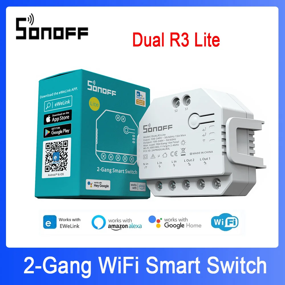 Sonoff Dual R3 Lite Mini Wifi Smart Switch Home 2 Gang Relay Modul Az ...