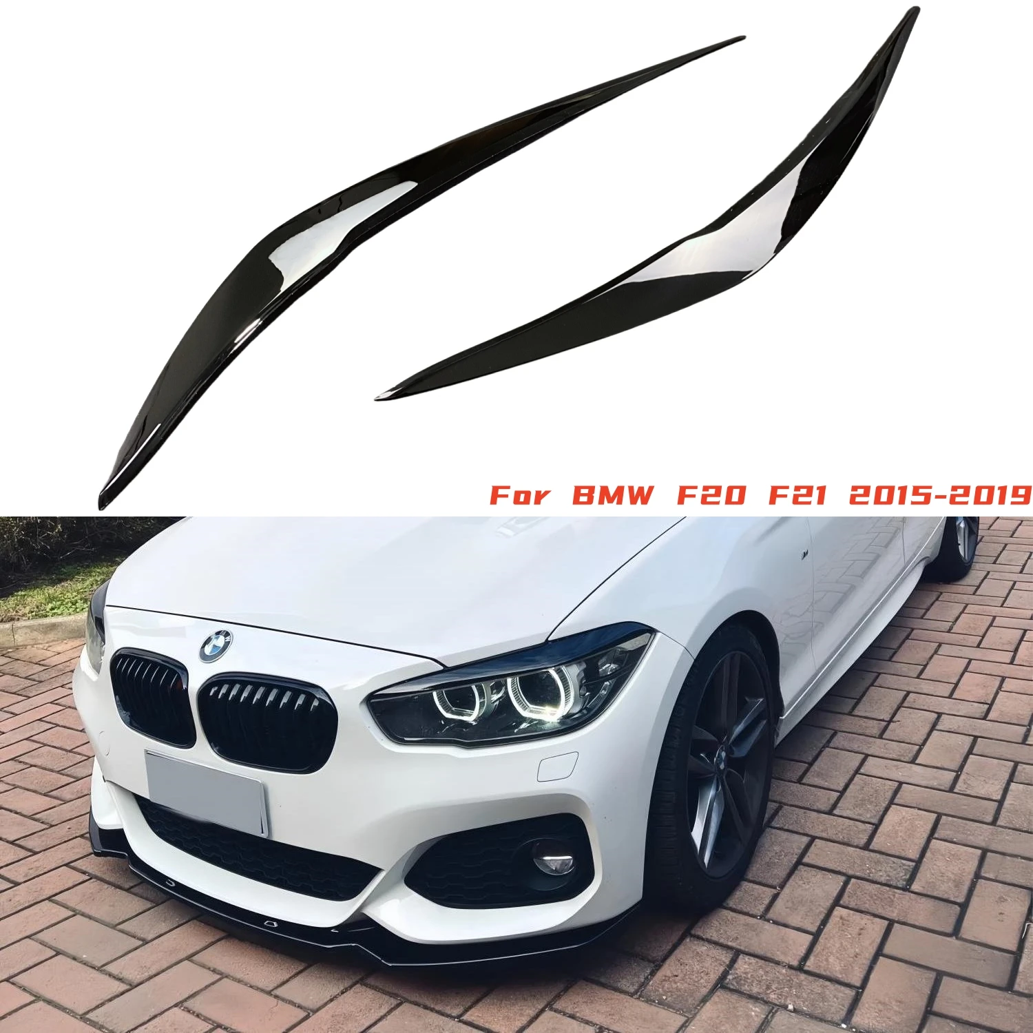 2Pcs-Car-Front-Headlight-Eyebrow-Eyelid-Cover-For-BMW-1-Series-F20-F21 ...