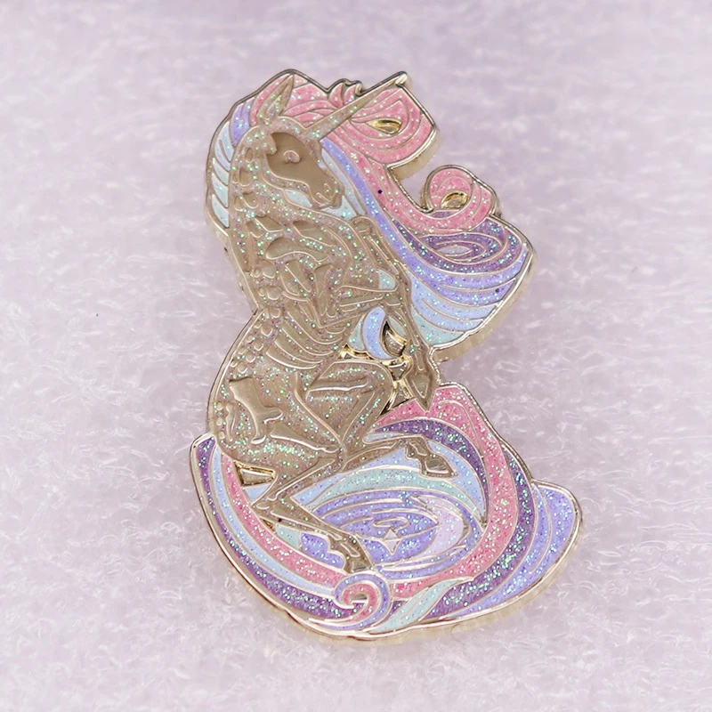 Unicorn Theme Series Enamel Pin Funny Glittery Animal Lapel Badge Gifts ...