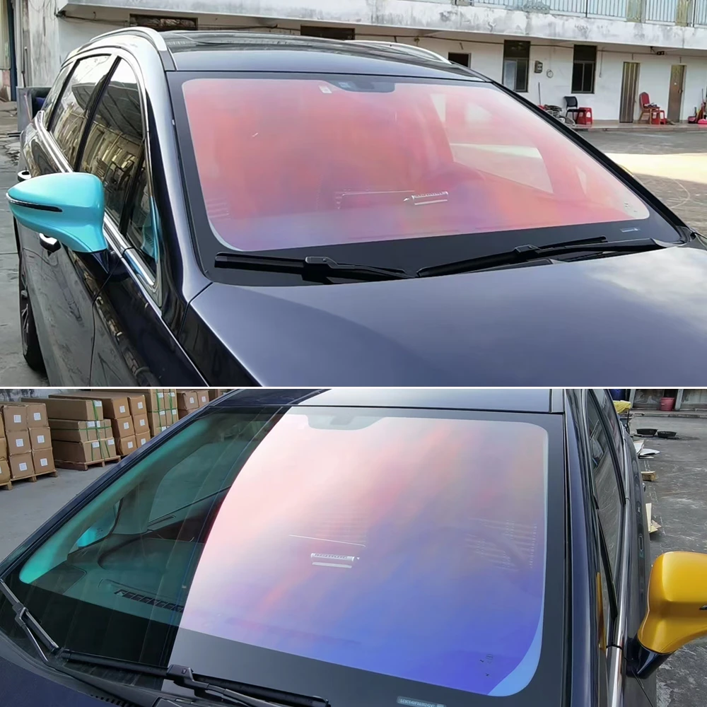 Car Windshield Foil Vlt 80% Red Blue Chameleon Solar Film Rear Window Tint Sticker Uv Block ...