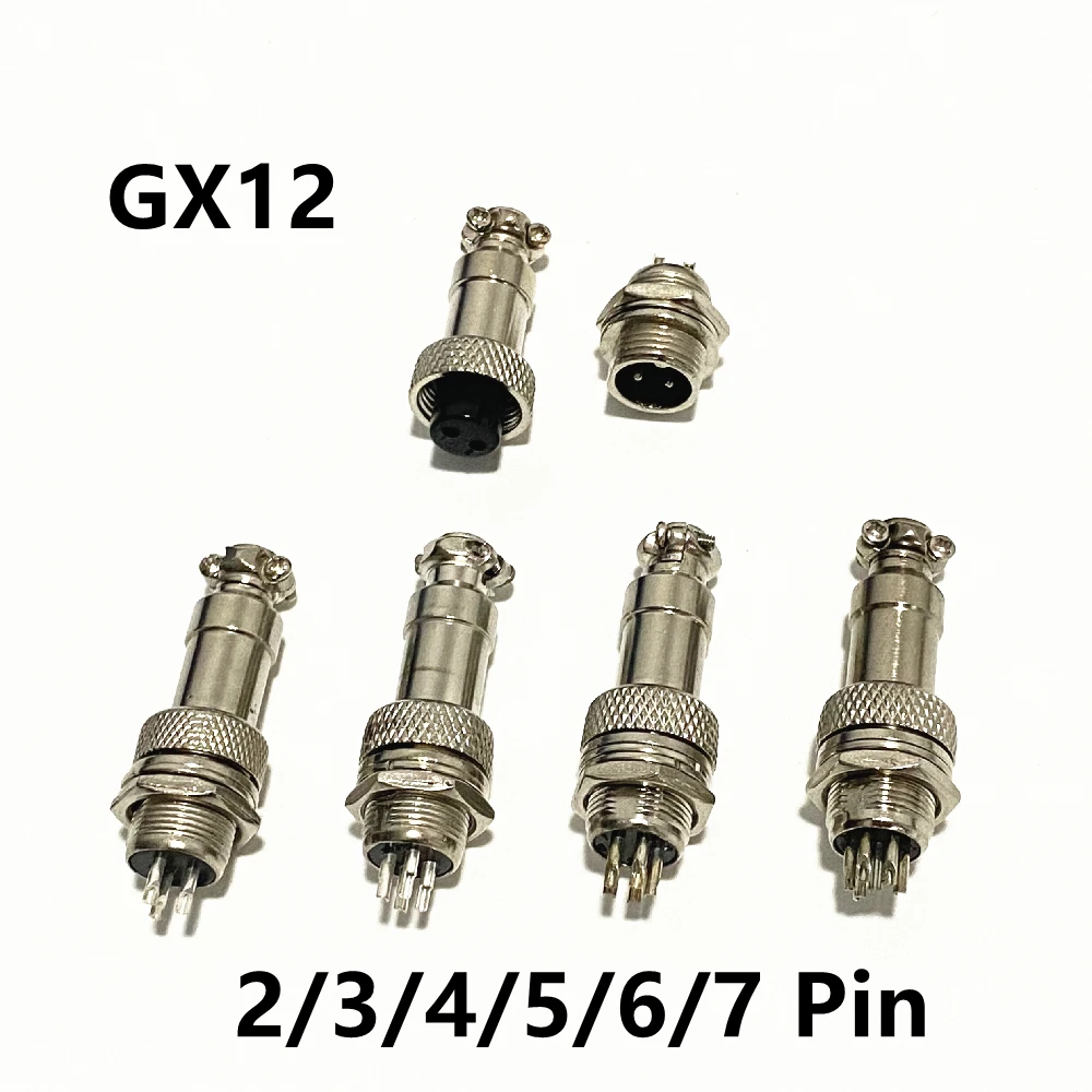 1set GX12 2/3/4/5/6/7 Pin Male + Female 12mm Circular Aviation Socket Plug Wire Panel Connector