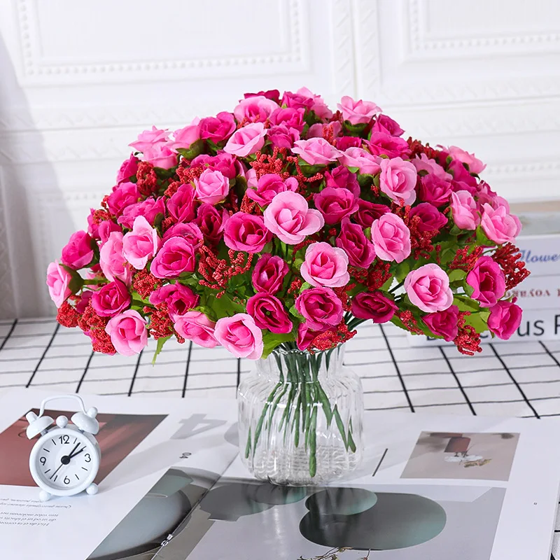 Imitation small rose 21 diamond roses 7 fork spring small rose small ...