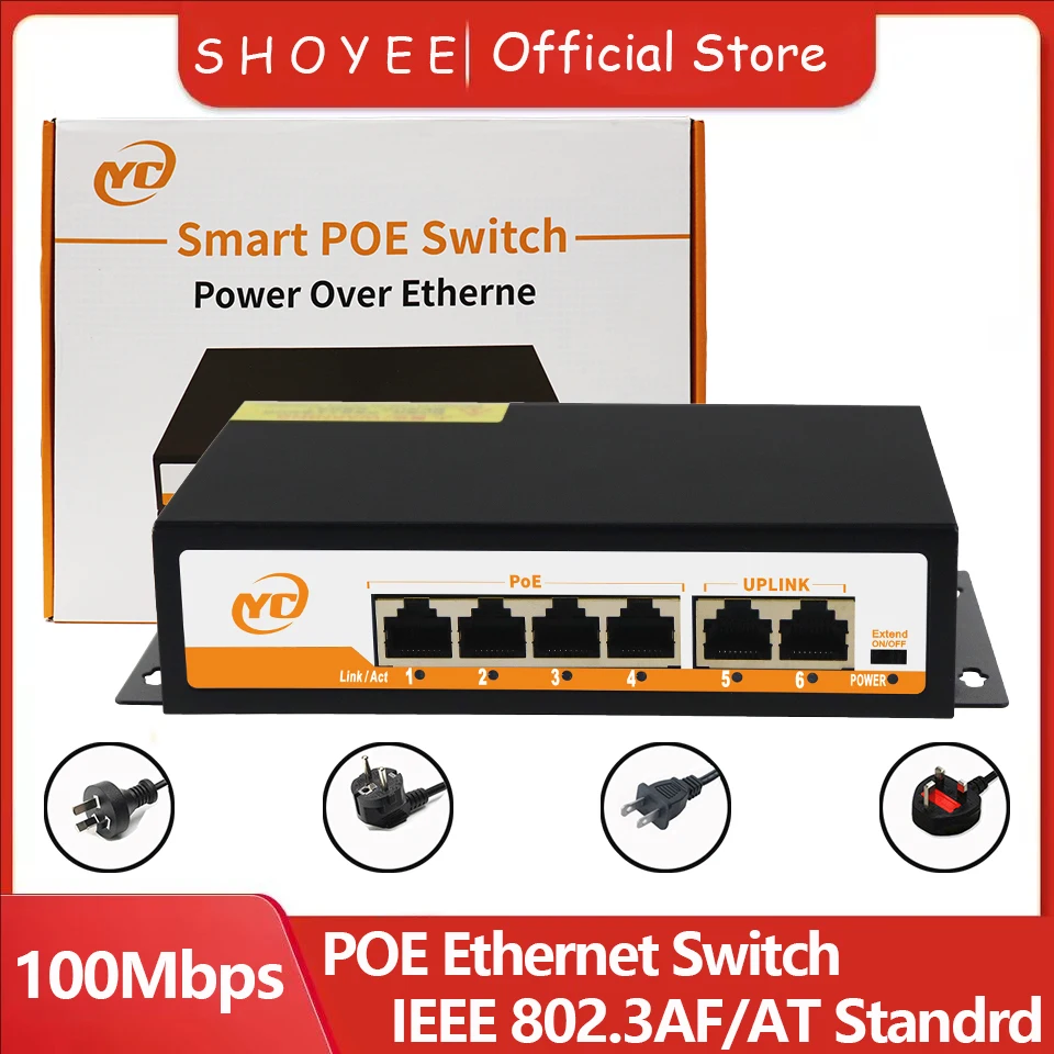 New 6-Port POE RJ45 Ethernet Switch with for 802.3af/at Smart Managed ...