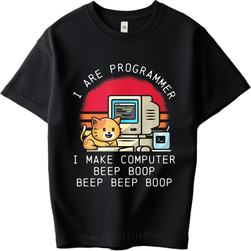 Plus Size Summer For Man t-shirt I Am Programmer Cat Computer Beep Boop ...