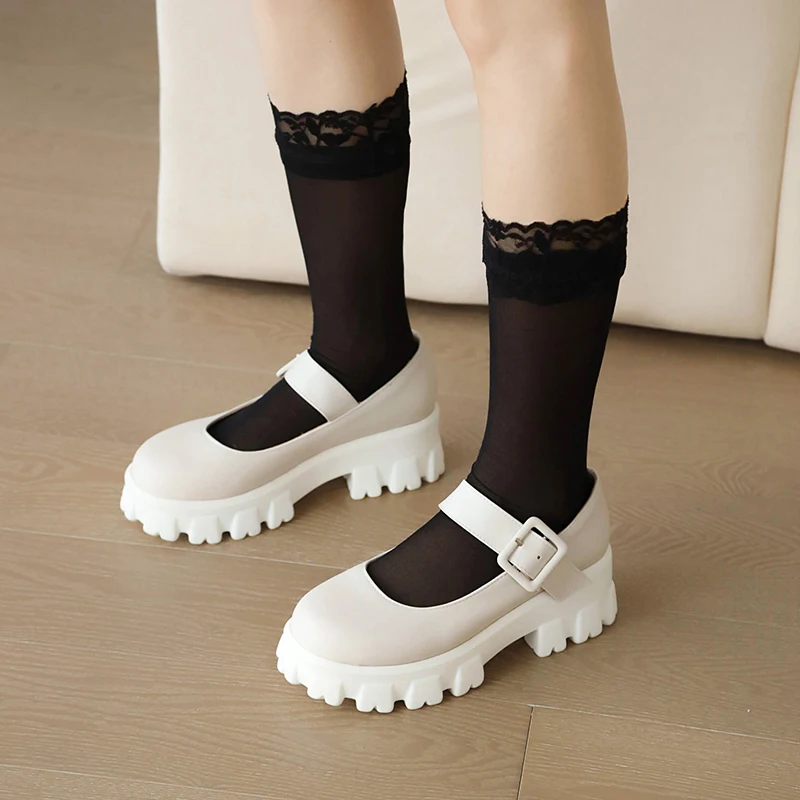 2024-Material-Simple-Style-Breathable-Mary-Jane-Shoes-Thick-Sole-Thick ...