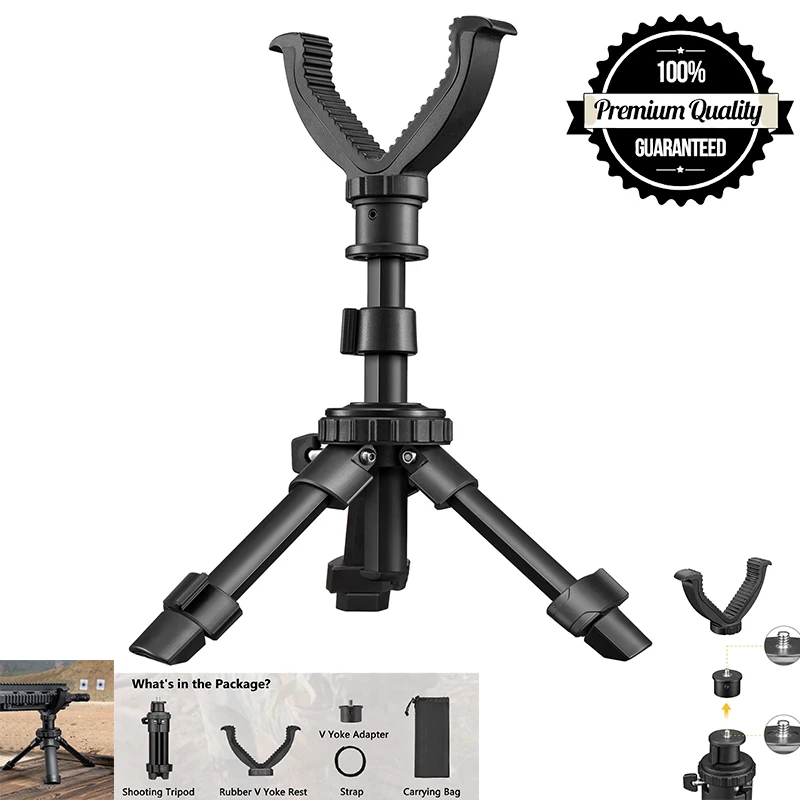 Aluminum-Rest-Tripod-Adjustable-Height-Rifle-360-Degree-Rotation-V-Yoke ...