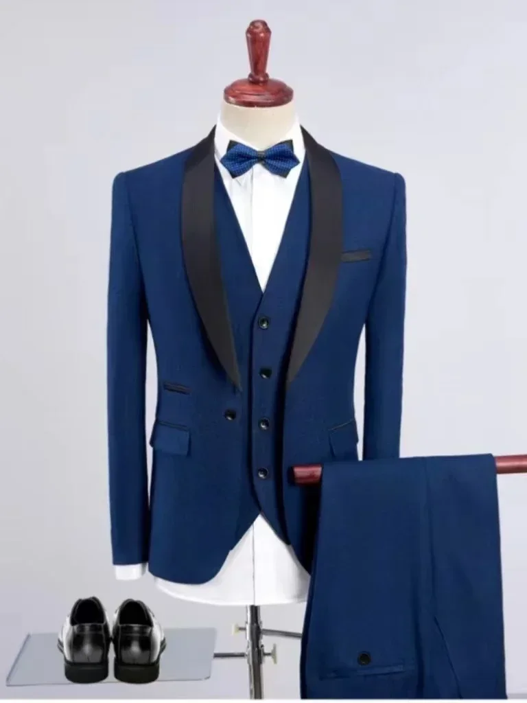 3 Pieces Slim Fit Men's Suit Costume Blazer Vest Pants Wedding Tuxedo ...