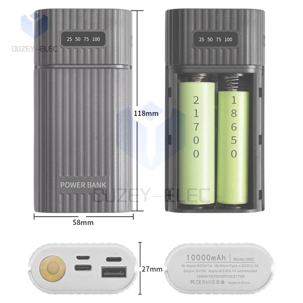 Power-Bank-Case-for-18650-18700-20700-21700-Battery-Pack-No-Soldering ...