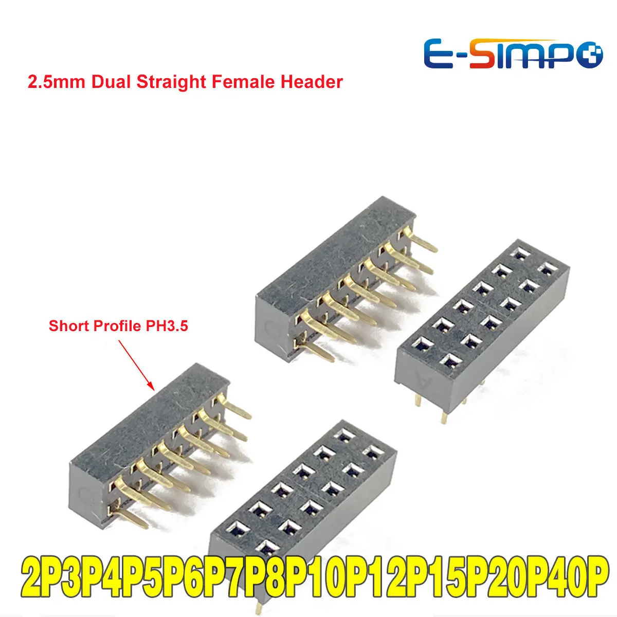 10pcs 2.54mm Ph3.5 Low Profile Straight Double Row Female 2x2/3/4/5/8 ...