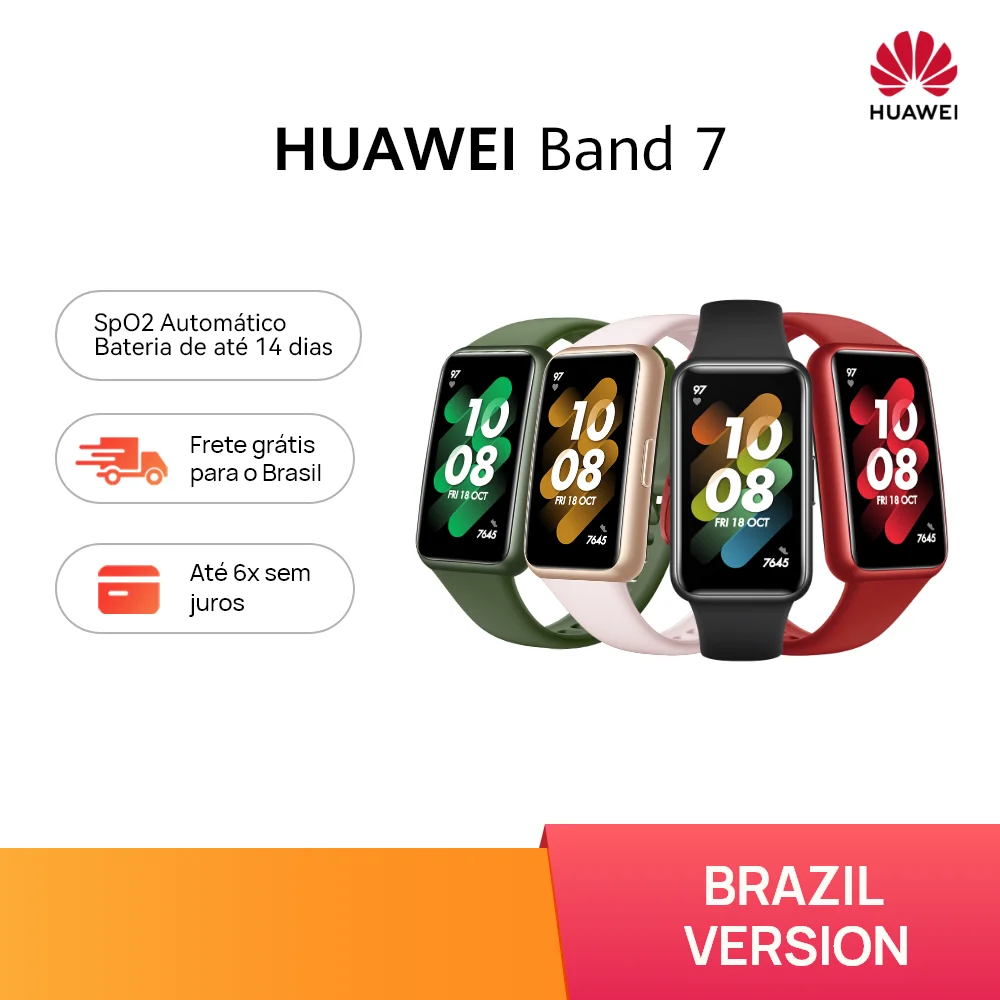 Smartband Huawei Band 7,Monitoramento automático de SpO2,2 semanas de ...
