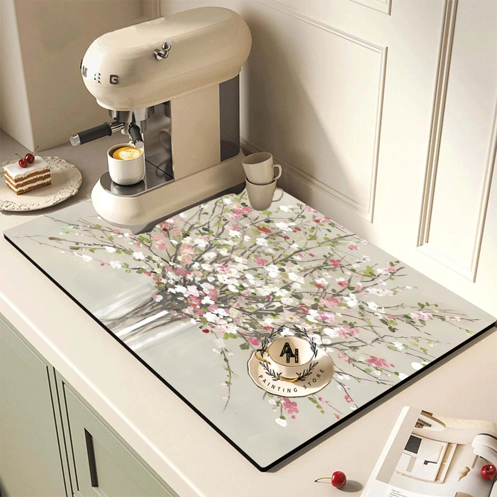 Drain Pad Rubber Dish Drying Mat Super Absorbent Drainer Mats Tableware ...