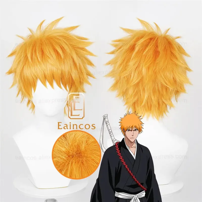 Anime-Kurosaki-Ichigo-Cosplay-Wig-30cm-Orange-Short-Hair-Heat-Resistant ...