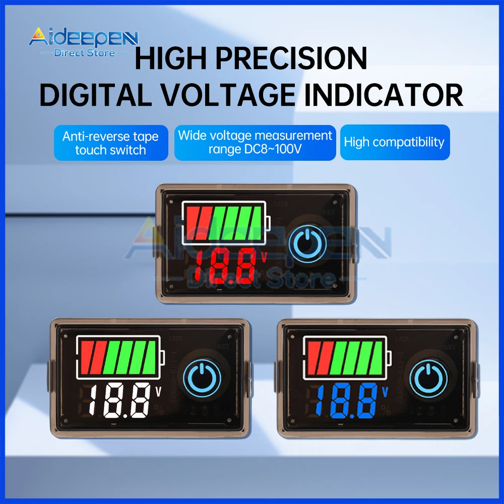 12V 24V 36V 48V 60V Car Battery Charge Level Indicator Lithium Battery ...