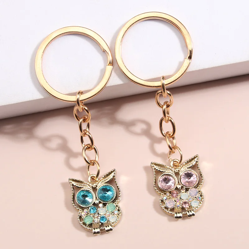 Cute-Animal-Keychain-Owl-Crystal-Key-Ring-Enamel-Key-Chains-Souvenir ...