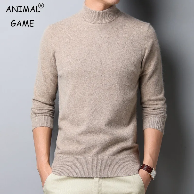 Neue-Herbst-Winter-Mock-Neck-Pullover-M-nner-Einfarbig-Pullover-Mann-H ...