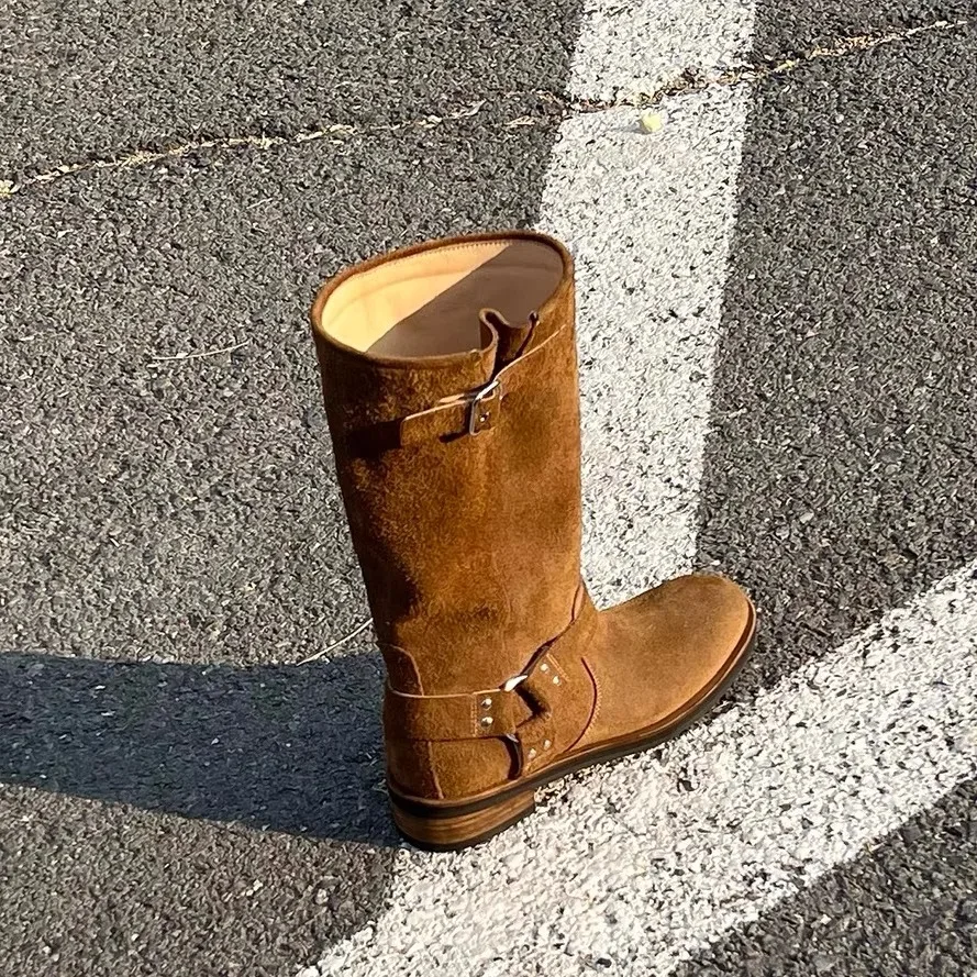 Botas-de-vaquero-del-oeste-de-suela-gruesa-de-nicho-marr-n-botines-de ...