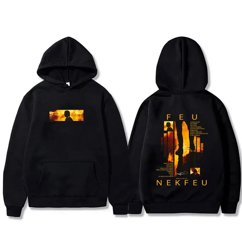 French Rapper Nekfeu Feu Graphic Hoodie Men Women Hip Hop Fashion Pop ...