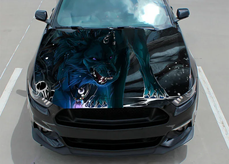 Car Hood Decal Vinyl Sticker Graphic Wrap Decal Wolf Angry Truck Decal ...