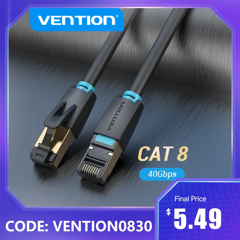Vention Cat8 Ethernet Cable Sttp 40gbps 2000mhz Cat 8 Rj45 Network Lan ...