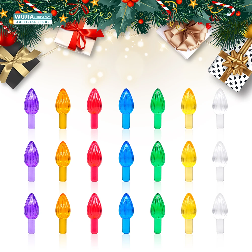 50pcs Ceramic Christmas Tree Replacement Lights Multi Colors Medium ...