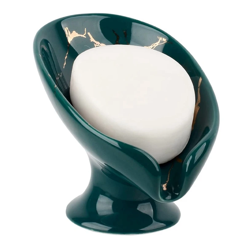 Soap-Dish-Ceramic-Soap-Holder-Self-Draining-Marble-Look-Leaf-Shape-Soap ...