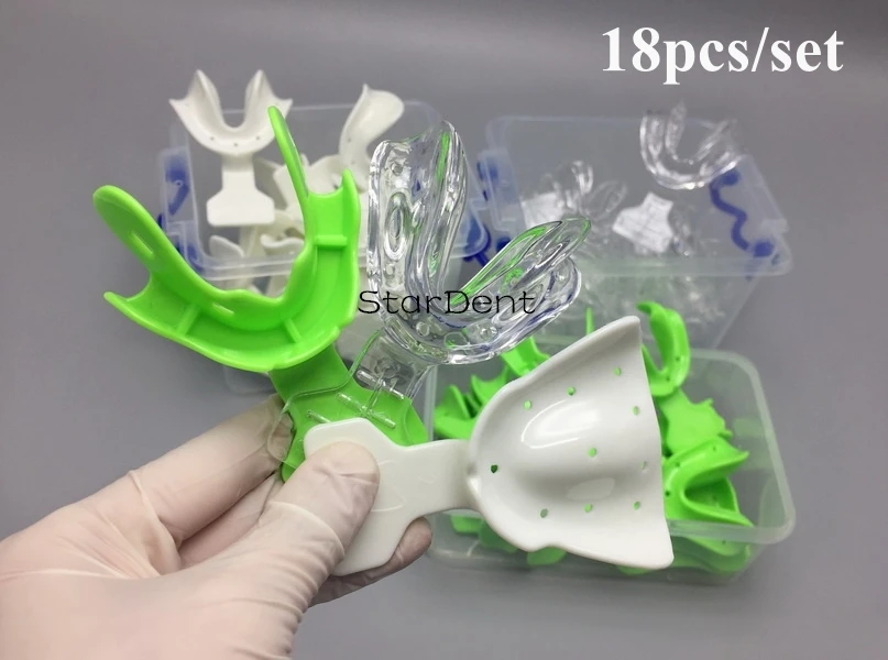 18Pcs/Set Dental Impression Plastic Tray Dentist Implant Tray Full ...