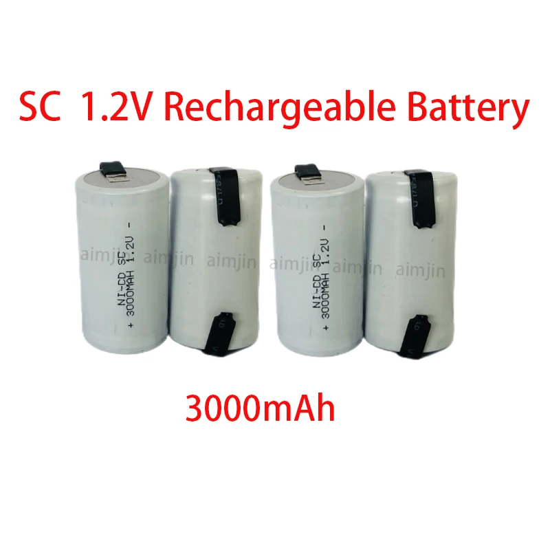 4-16pcs SC 3000mAh 1.2V Rechargeable Battery Sub C NI-CD With Welding ...